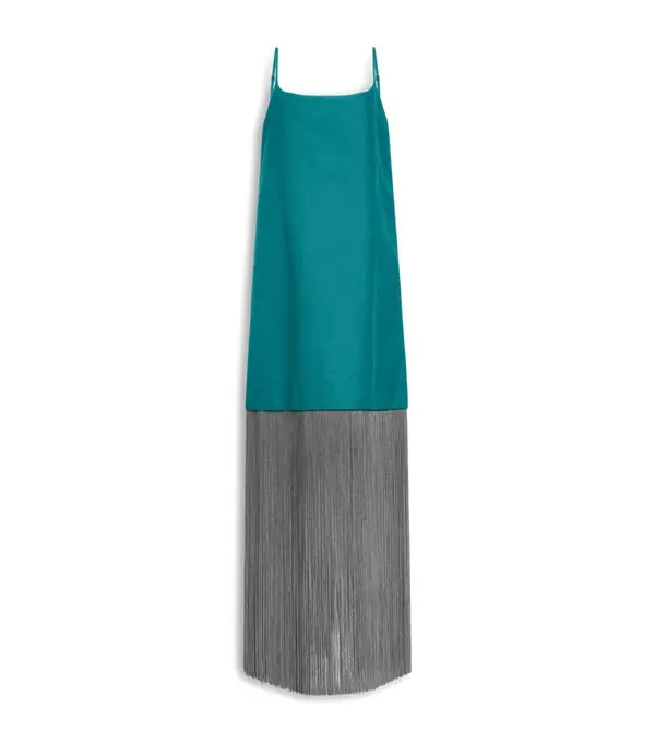 Alaïa Fringed Mini Slip Dress - Blue