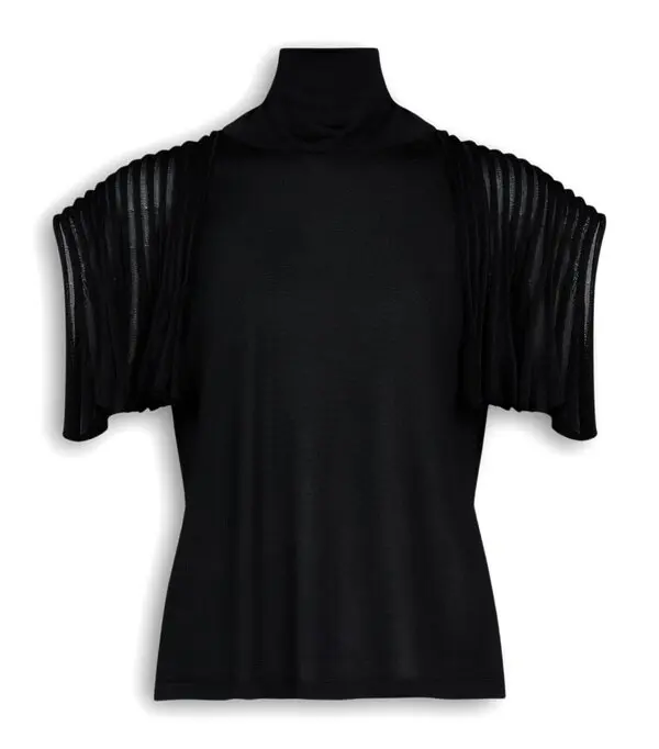 Alaïa Leaf-effect Godet Top - Black