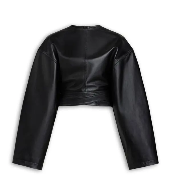 Alaïa Leather Belted Crop Top - Black