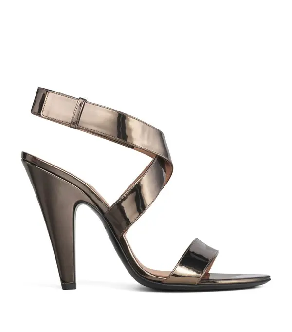Alaïa Metallic Leather Cone Sandals 110 - Brown
