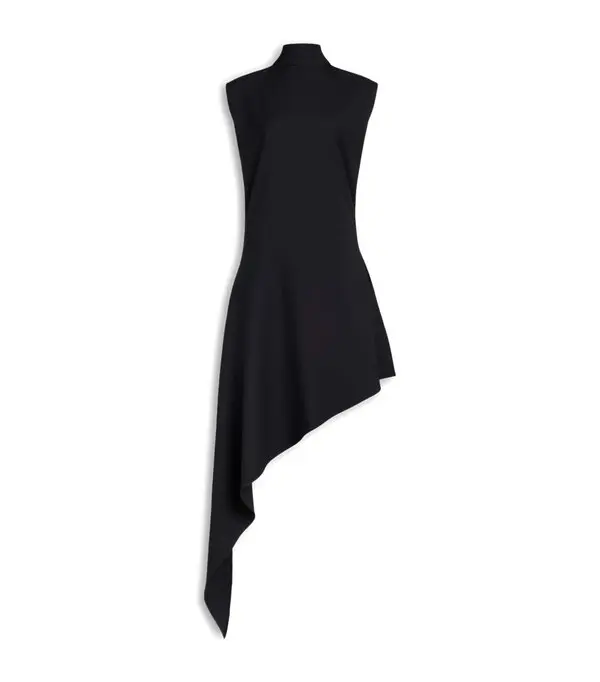 Alaïa Wool Asymmetric Mini Dress - Black