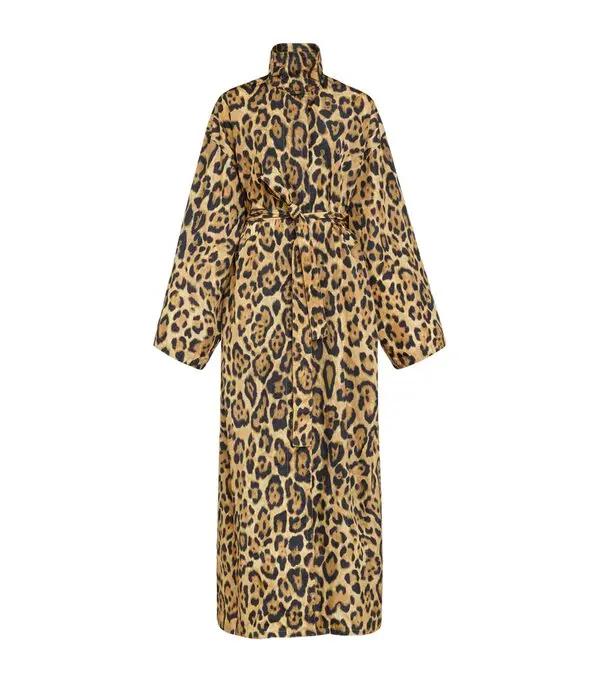 Alaïa Leopard-print Trench Coat - Blue