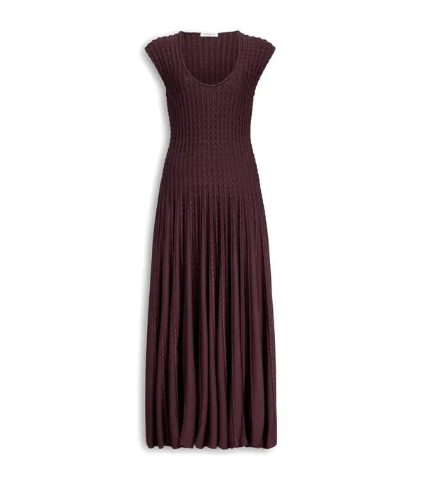Alaïa Rib-knit Pleated Midi Dress - Red