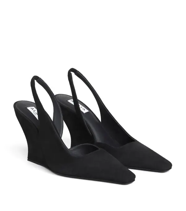 Alaïa Suede Wedge Slingback Heels