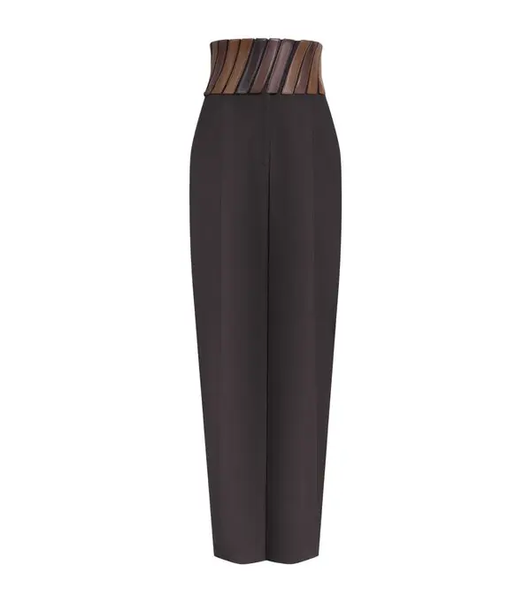 Alaïa Belted Wool Gabardine Trousers - Black