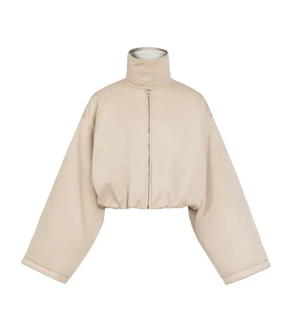 Alaïa Leather Layered Bomber Jacket - Beige