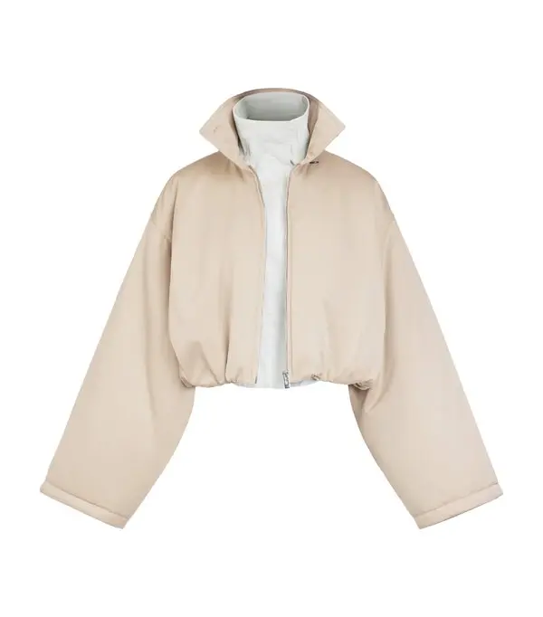 Alaïa Leather Layered Bomber Jacket - Beige
