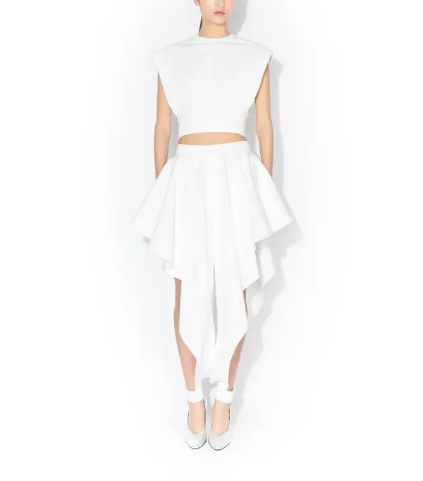 Alaïa Denim Belted Crop Top - White