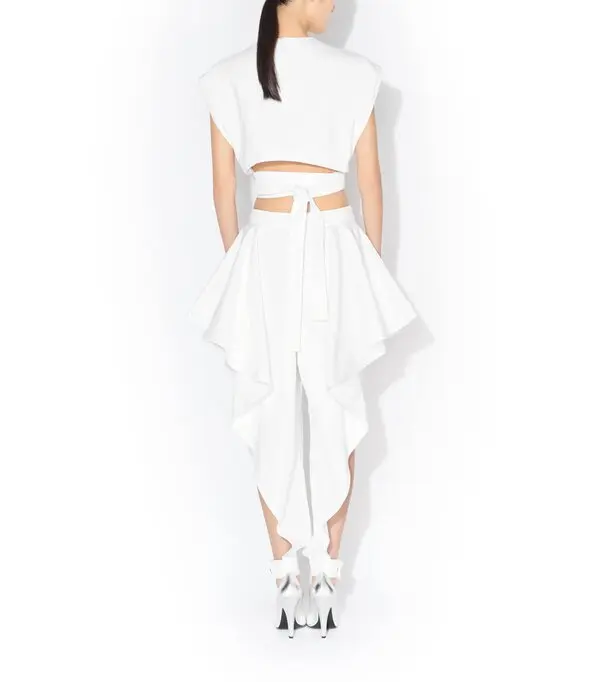 Alaïa Denim Belted Crop Top - White