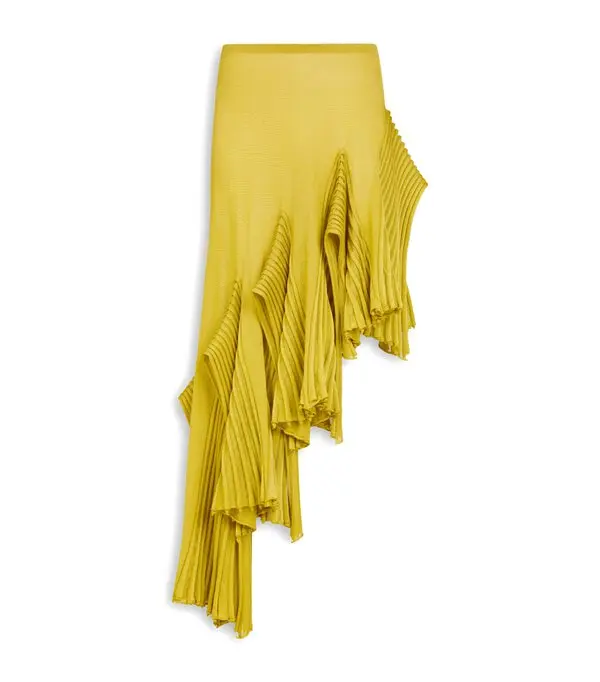Alaïa Asymmetric Pleated Skirt - Yellow