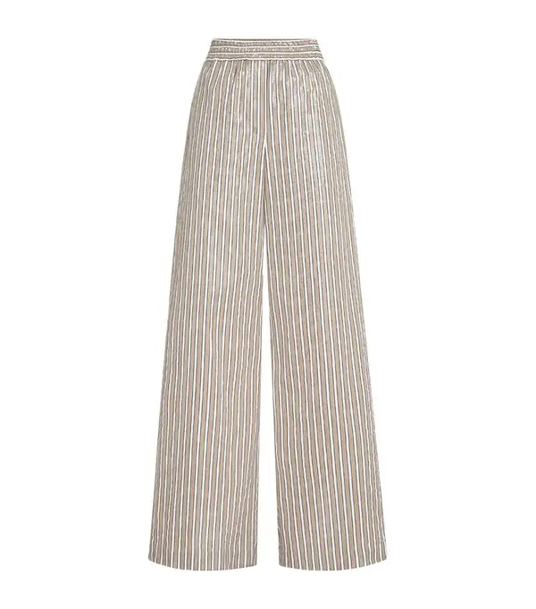 Brunello Cucinelli Cotton Sequined Stripe Trousers