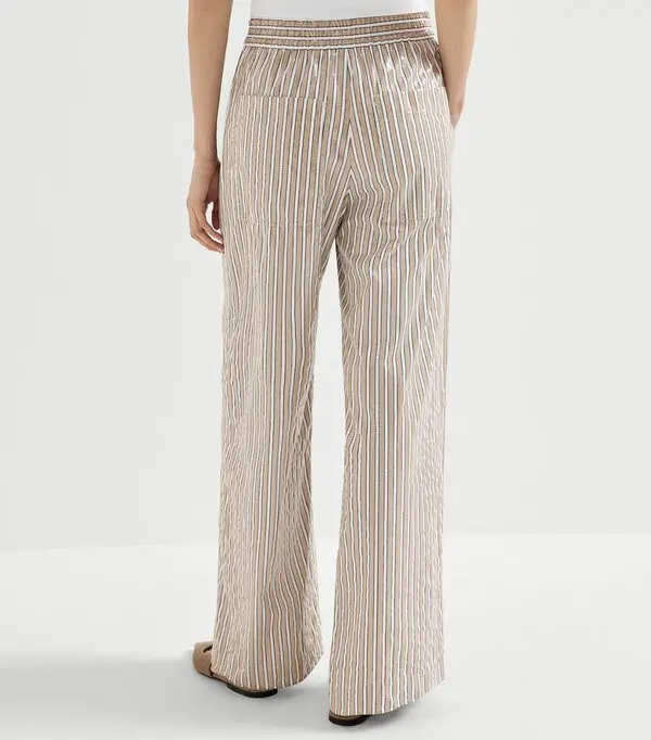 Brunello Cucinelli Cotton Sequined Stripe Trousers