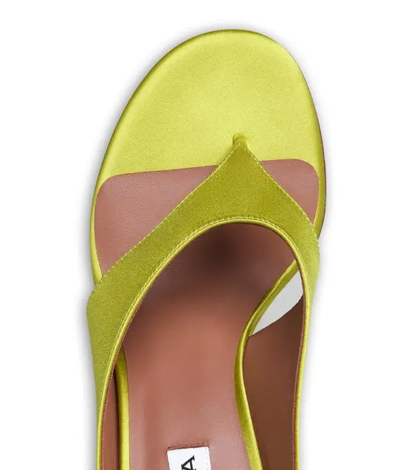 Alaïa Satin Cube Wedge Sandals 75 - Yellow