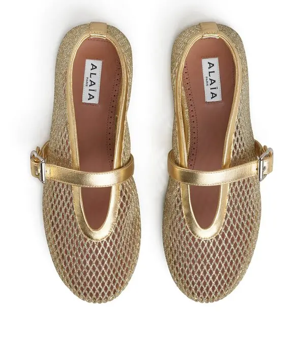 Alaïa Mesh Ballet Flats - White
