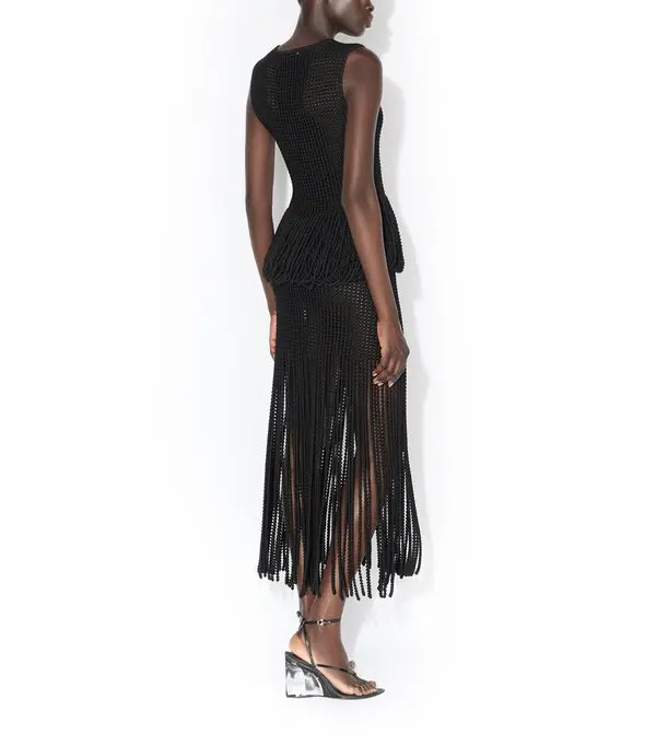 Alaïa Mesh Peplum Tank Top - Black