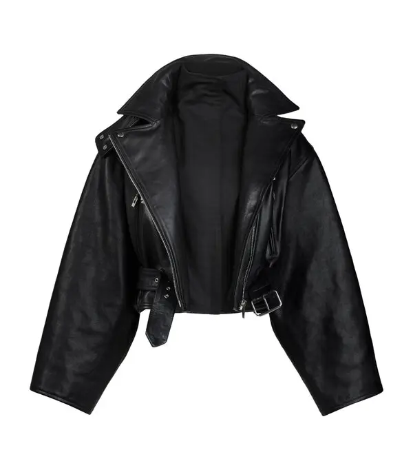 Alaïa Leather Cropped Biker Jacket