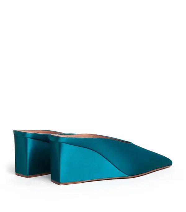 Alaïa Satin Cube Wedge Mules - Blue