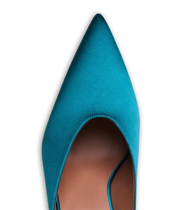 Alaïa Satin Cube Wedge Mules - Blue