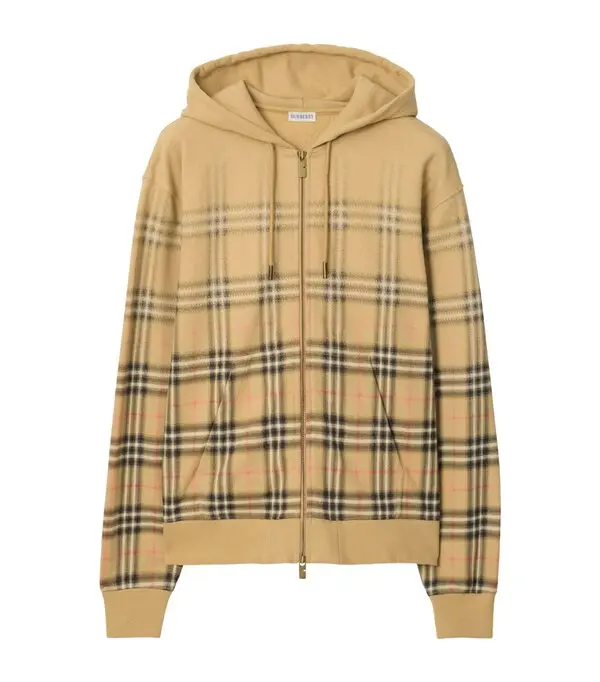 Burberry Cotton Gradient Check Hoodie - Beige