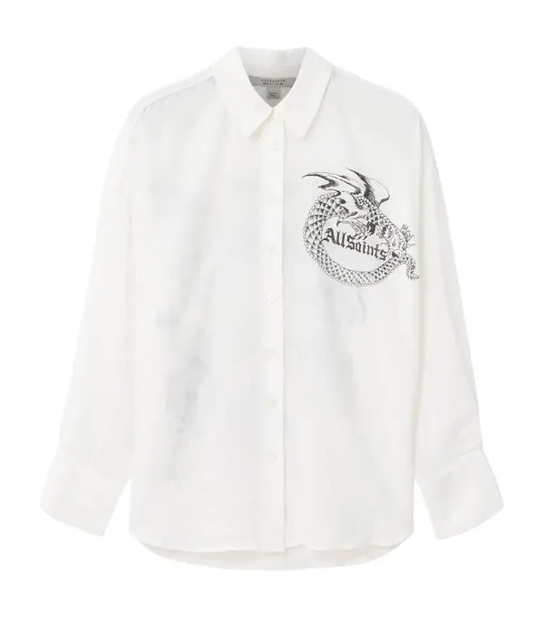 ALLSAINTS Linen Printed Shirt - White