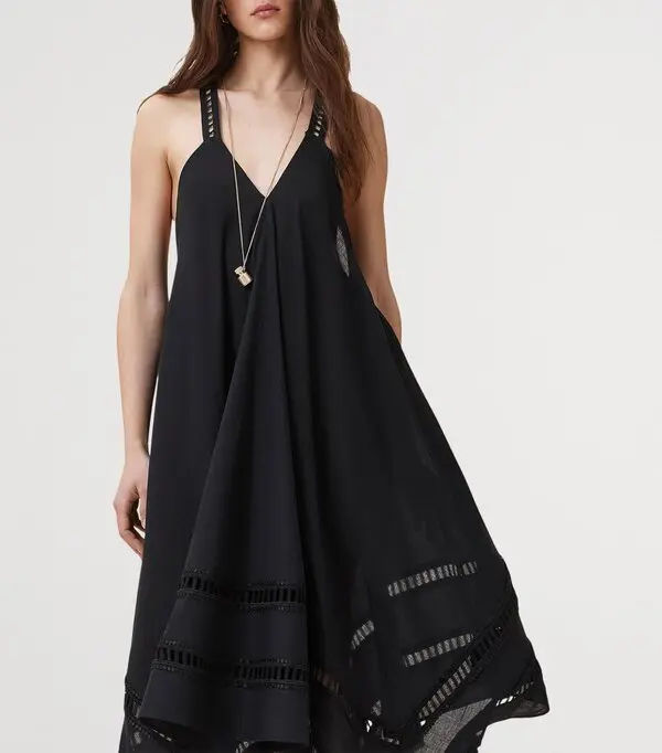 ALLSAINTS Lil Cotton Midi Dress - Black