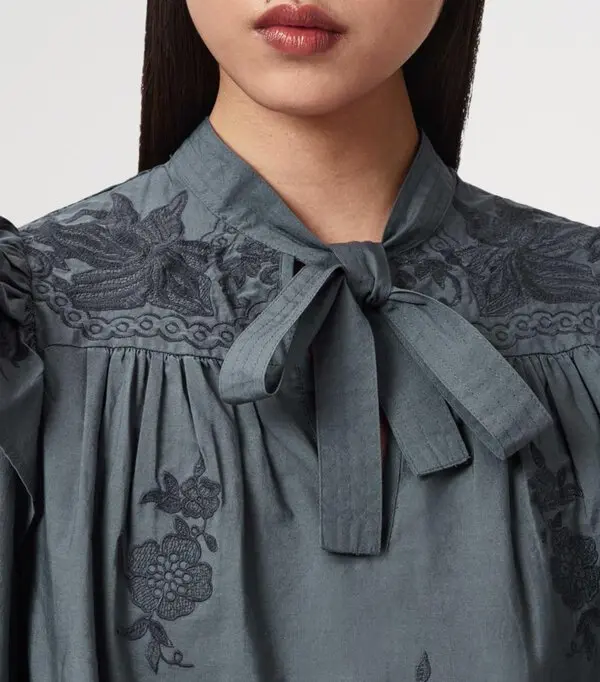 ALLSAINTS Cotton Nisa Embroidered Blouse - Blue