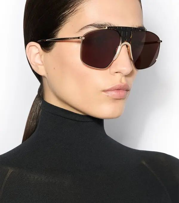 Alaïa Metal Aviator Mask Sunglasses