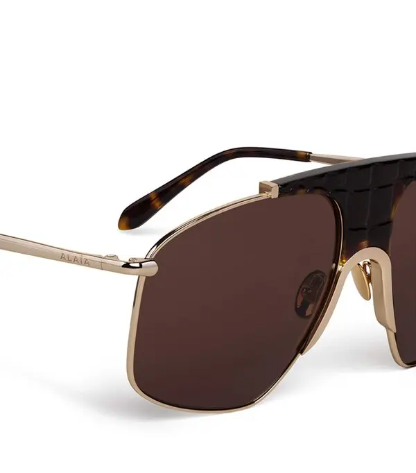 Alaïa Metal Aviator Mask Sunglasses