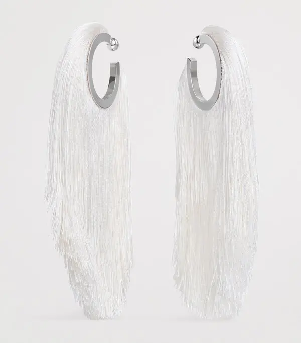 Alaïa Fringe Pendant Hoop Earrings - Black