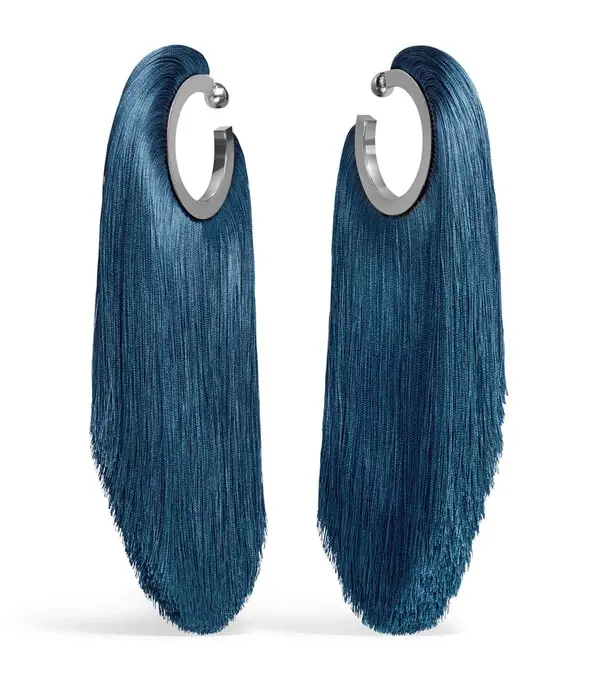 Alaïa Fringe Pendant Hoop Earrings - Green
