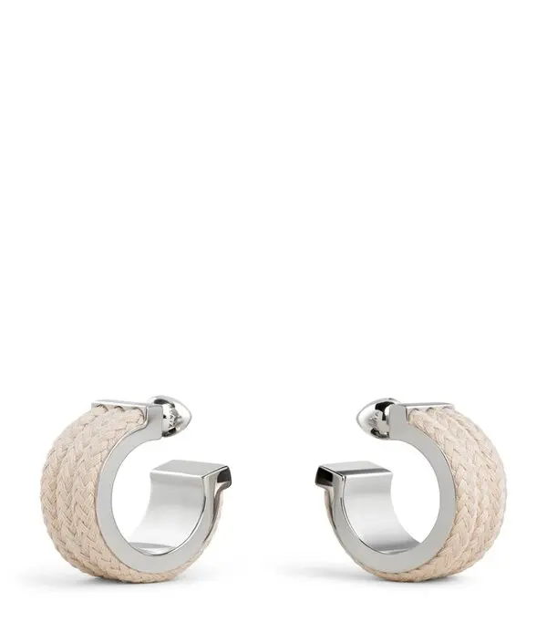Alaïa Corded Hoop Earrings - Black