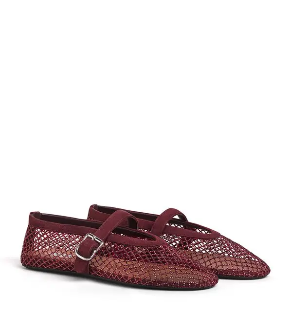 Alaïa Beaded Mesh Ballet Flats - Red