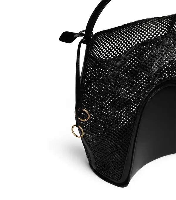 Alaïa Large Leather Net Hip Bucket Bag