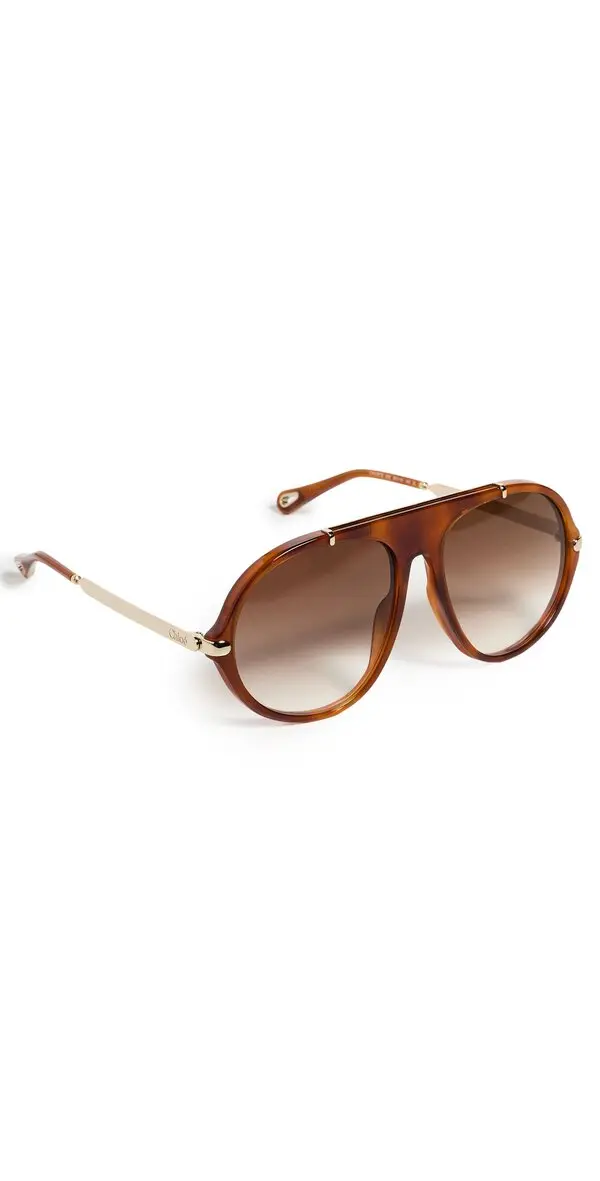 Chloé Aly Aviator Sunglasses - Havana-gold-brown