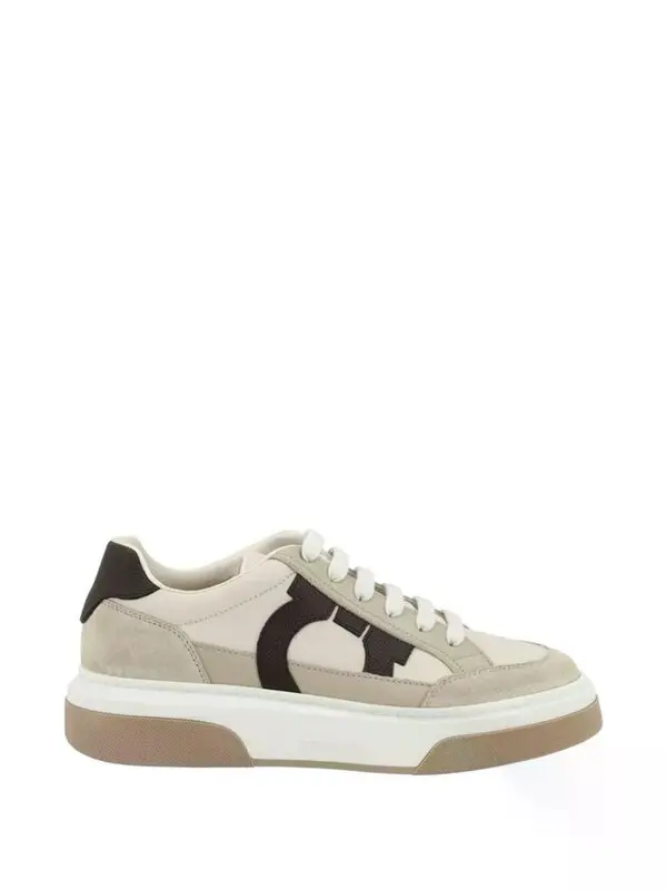 FERRAGAMO Gancini Panelled Sneakers - Neutrals