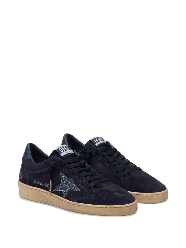GOLDEN GOOSE Ball Star Sneakers In Dark Suede With Dark Glitter Star - Blue