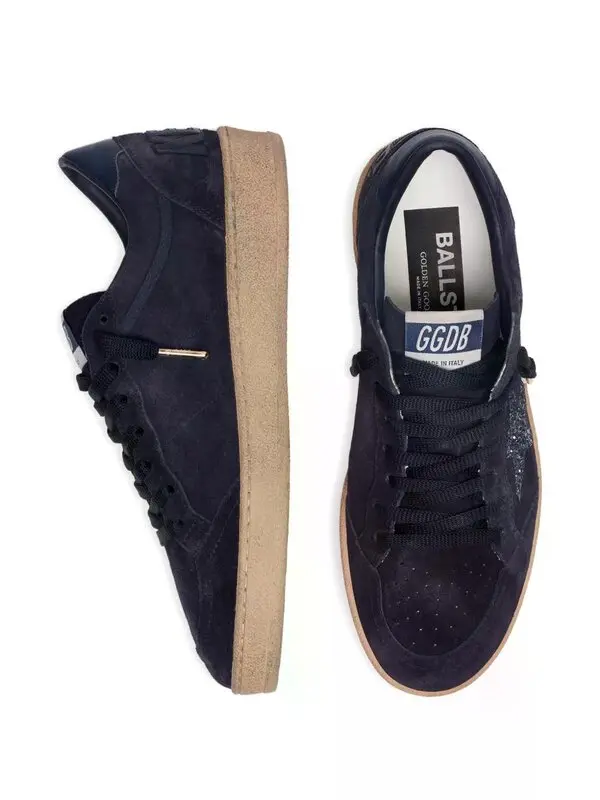 GOLDEN GOOSE Ball Star Sneakers In Dark Suede With Dark Glitter Star - Blue