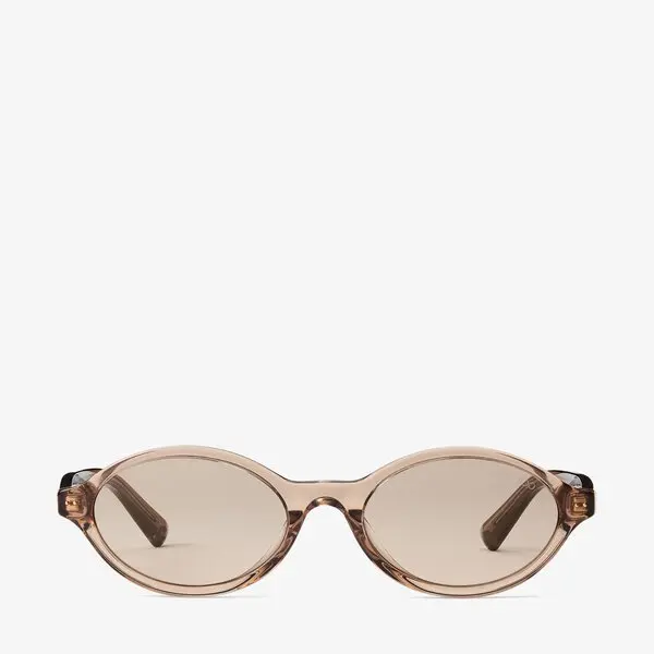 JIMMY CHOO Oval Acetate Sunglasses - Transparent Tan