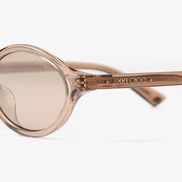JIMMY CHOO Oval Acetate Sunglasses - Transparent Tan