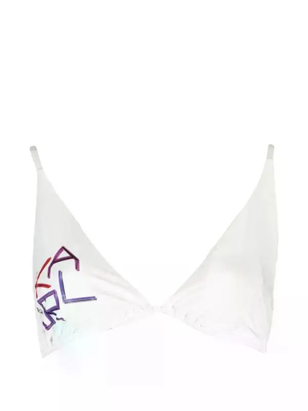 Karl Lagerfeld Logo-print Triangle Bikini Top - White