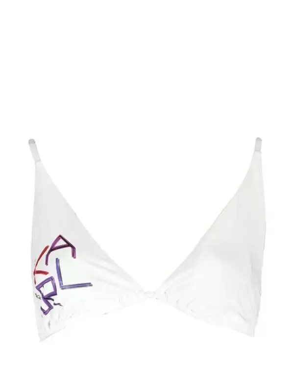 Karl Lagerfeld Logo-print Triangle Bikini Top - White