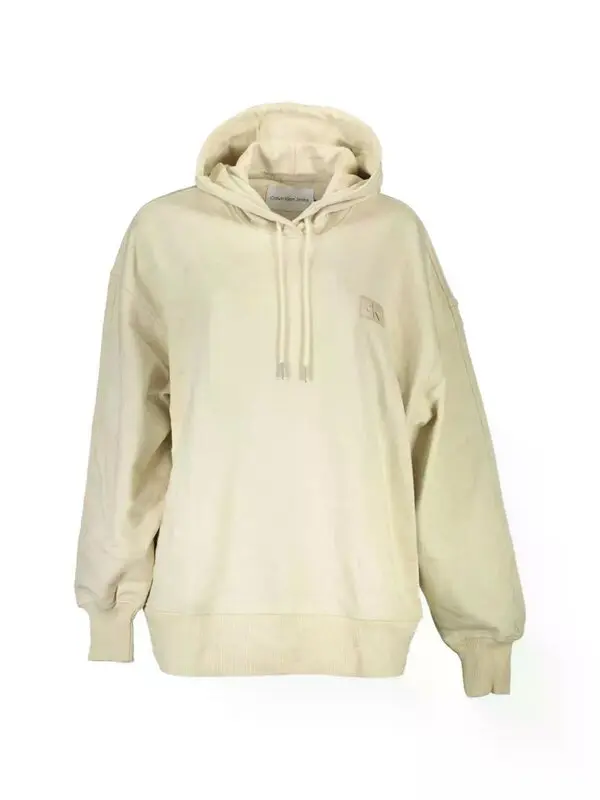 Calvin Klein Logo-patch Relaxed-fit Hoodie - Neutrals