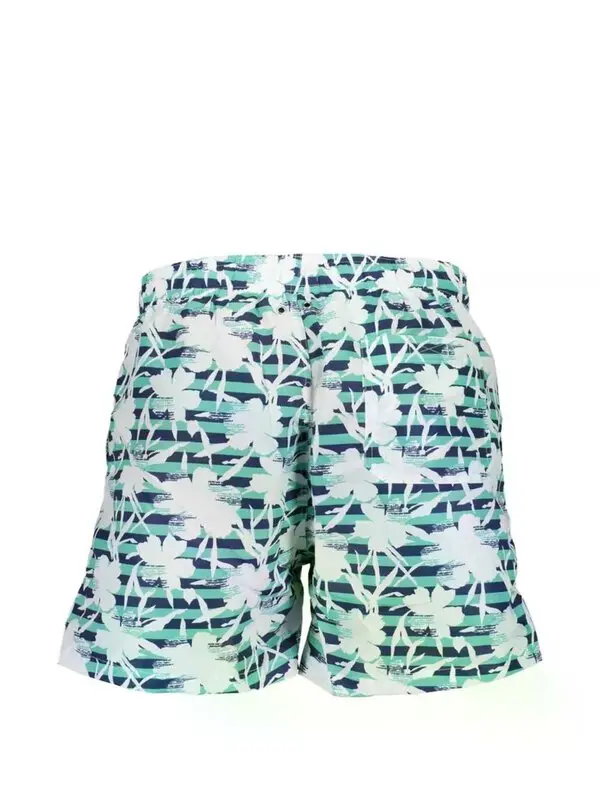 Gant Floral-print Striped Swim Shorts