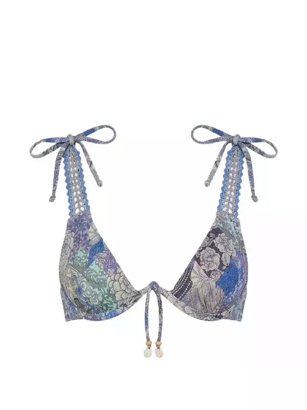 DEL MAAR Nahua Floral-print Tie Bikini Top - Blue