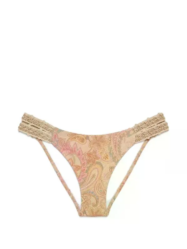 DEL MAAR Taky Crochet Paisley-print Bikini Bottom - Neutrals