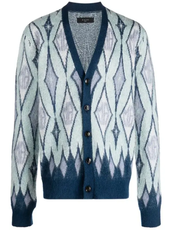 Amiri Argyle Mohair Cardigan - Blue