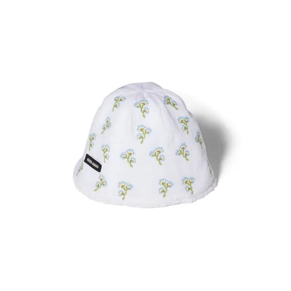 Miu Miu Embroidered Cap - White/light Blue