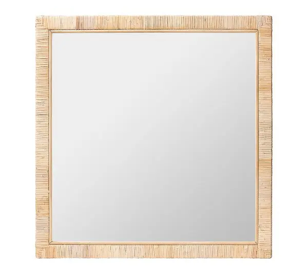 BALI & PARI Lankston Natural Rattan Square Acce Nt Wall Mirror - One-color