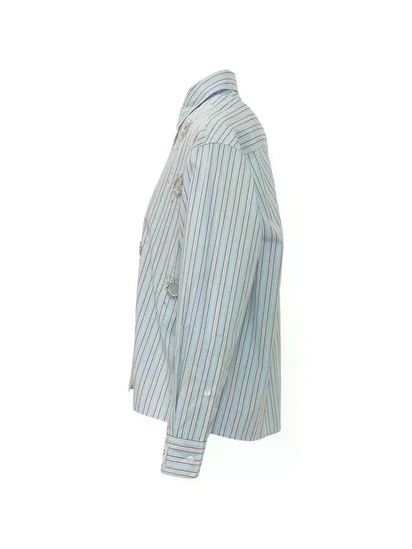 DES_PHEMMES Crystal-embellished Striped Shirt