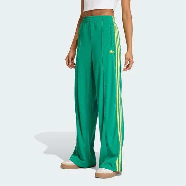 Adidas Firebird Loose Track Pants - Bold Green / Yellow / Off White